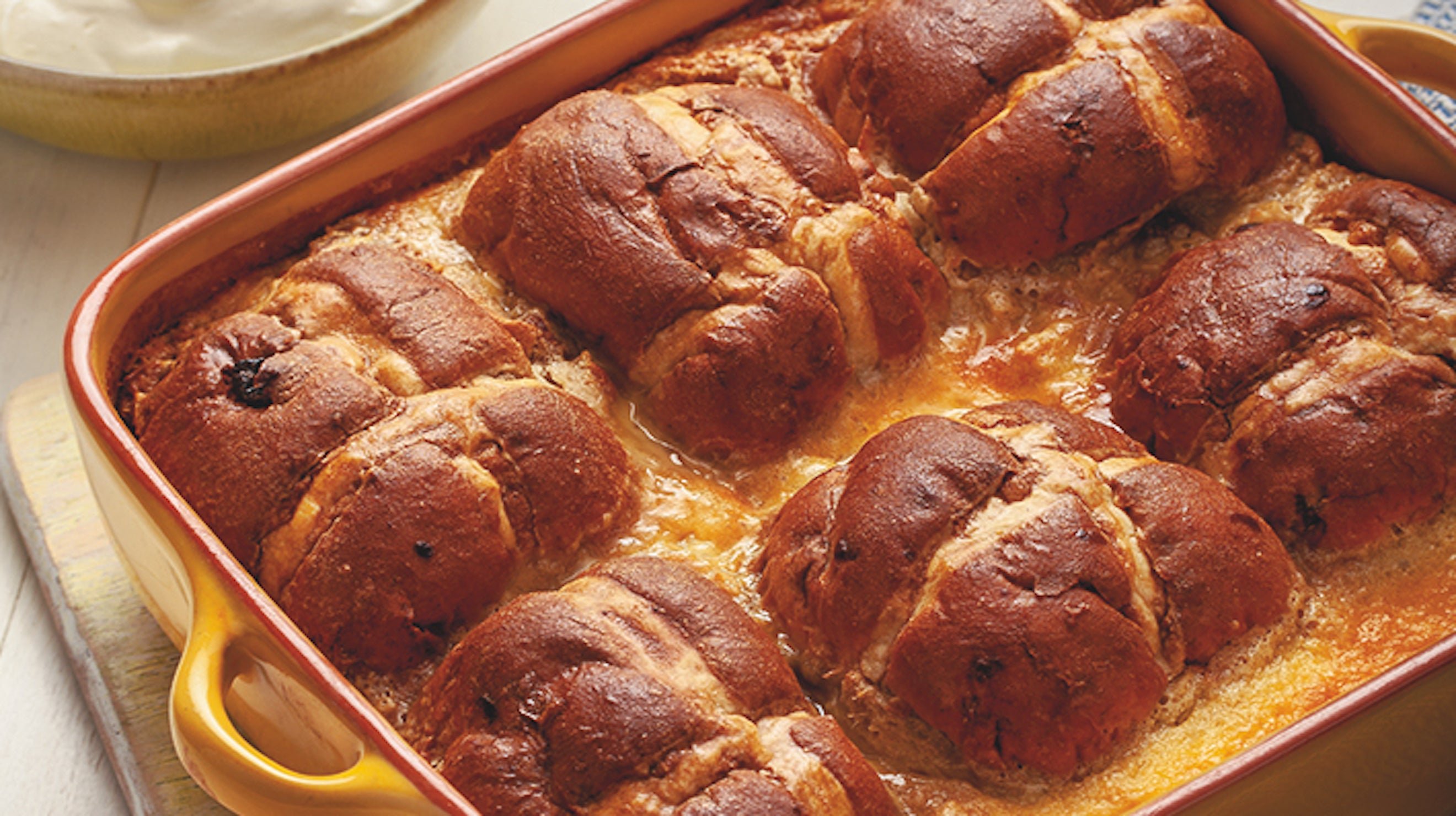 Hot Cross Bun & Butter Pudding